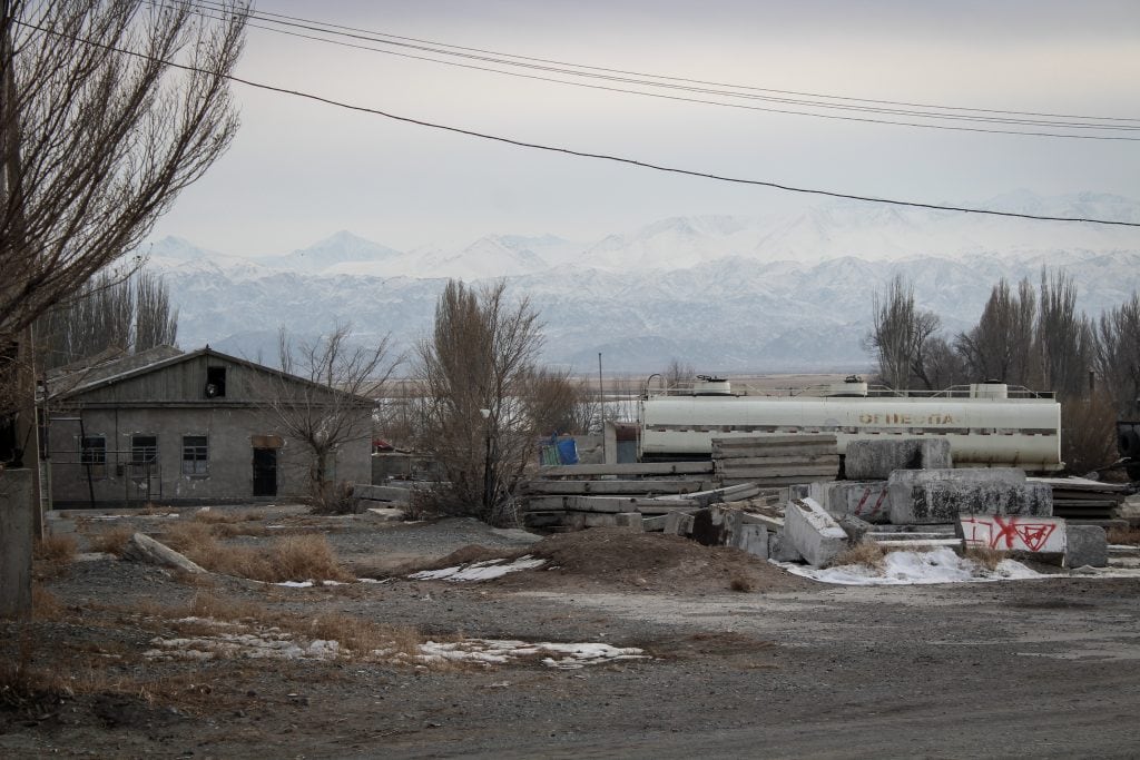 They are Building a Road to the Mountains in Balykchy, Kyrgyzstan