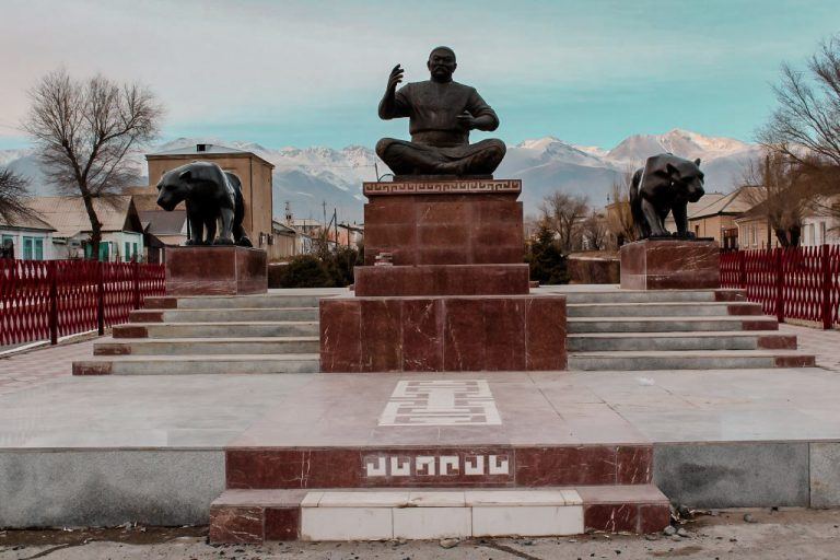 They are Building a Road to the Mountains in Balykchy, Kyrgyzstan